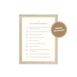Ten Commandments Digital Download, Catholic Home Art, Catholic Wall ...