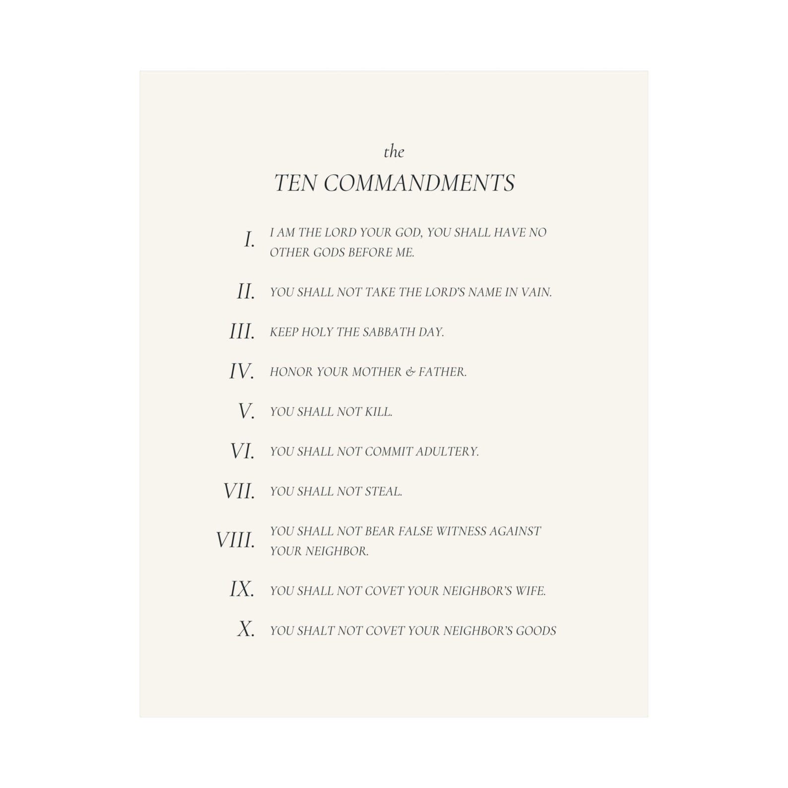 Ten Commandments Digital Download, Catholic Home Art, Catholic Wall ...