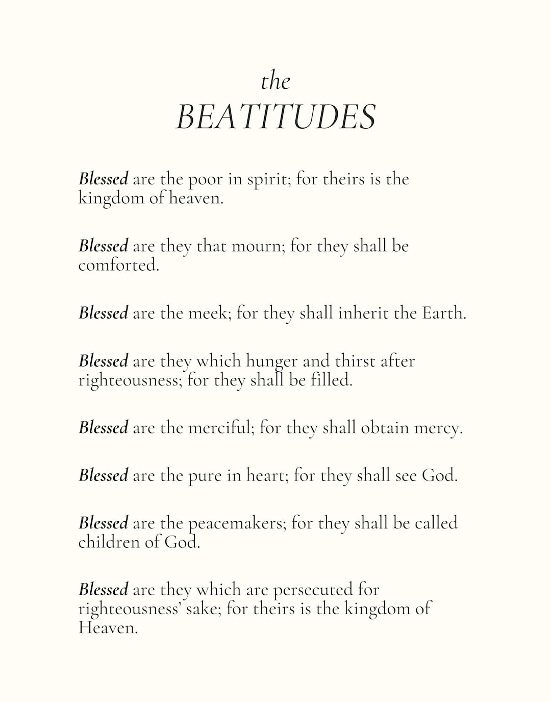 The Beatitudes Digital Download, Catholic Home Art, Catholic Wall Decor ...
