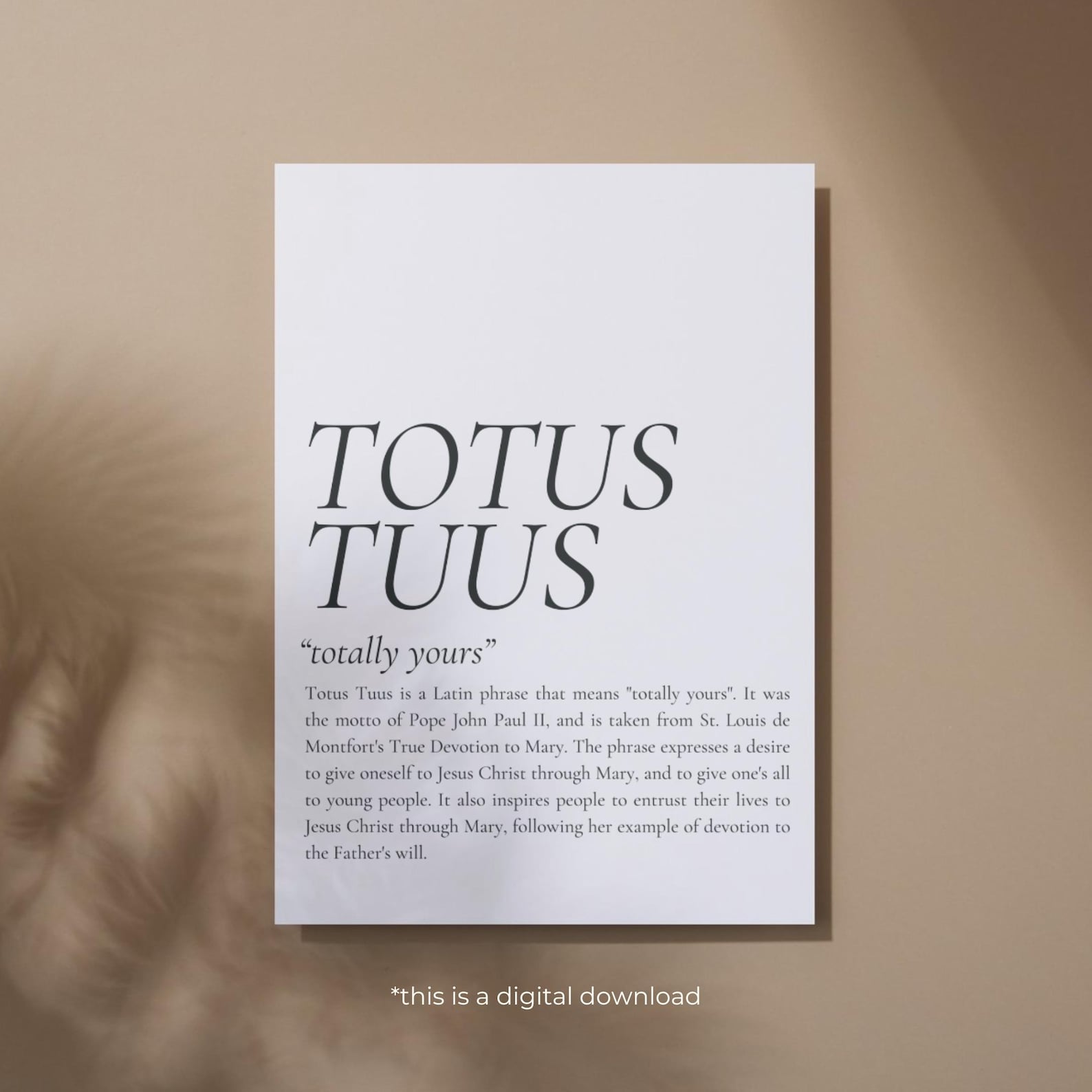 Totus Tuus Digital Download, Catholic Home Art, Catholic Wall Decor ...