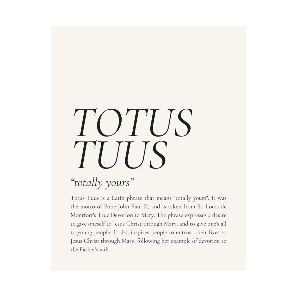 Totus Tuus Digital Download, Catholic Home Art, Catholic Wall Decor ...