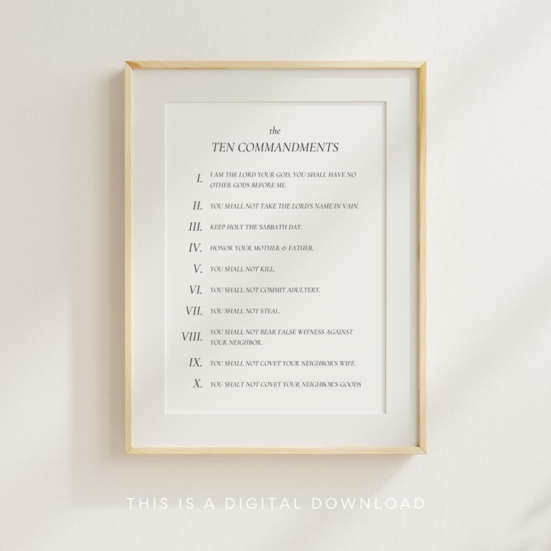 Ten Commandments Printable, Catholic Home Decor (digital Download) - Etsy