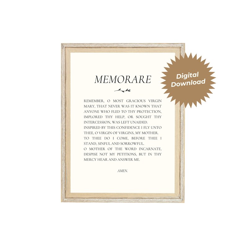 Memorare Prayer Digital Download, Catholic Home Art Design, Catholic ...