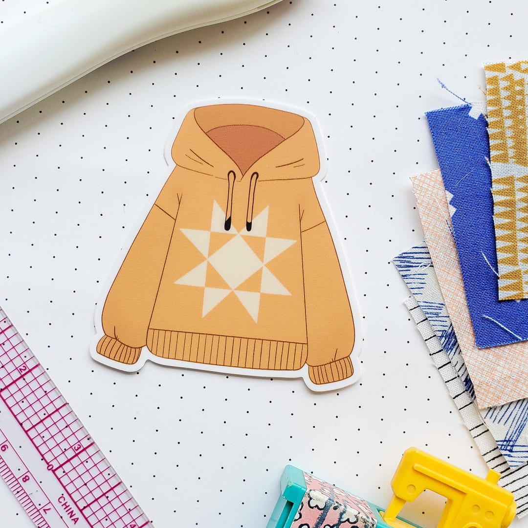 Star Quilt Block Hoodie Sticker: Weatherproof, Waterproof Vinyl Decal ...