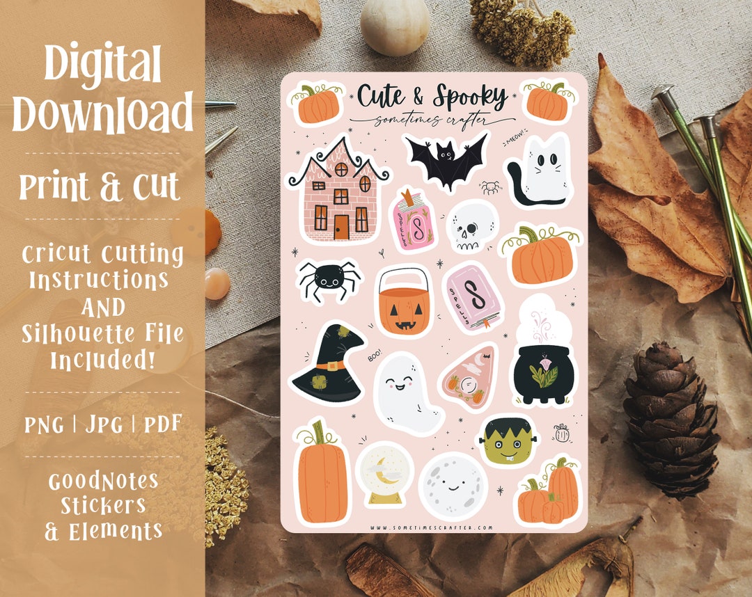 Printable Cute & Spooky Sticker Sheet Autumn Stickers Fall Stickers ...