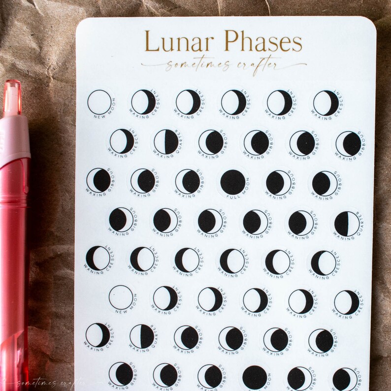 Printable Moon Phases Planner Sticker Sheets| Planner Stickers ...