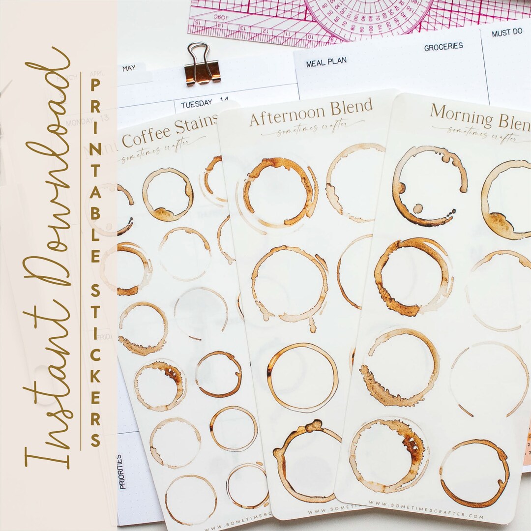 Coffee Ring Stain Planner Stickers: Printable Journal Embellishments ...