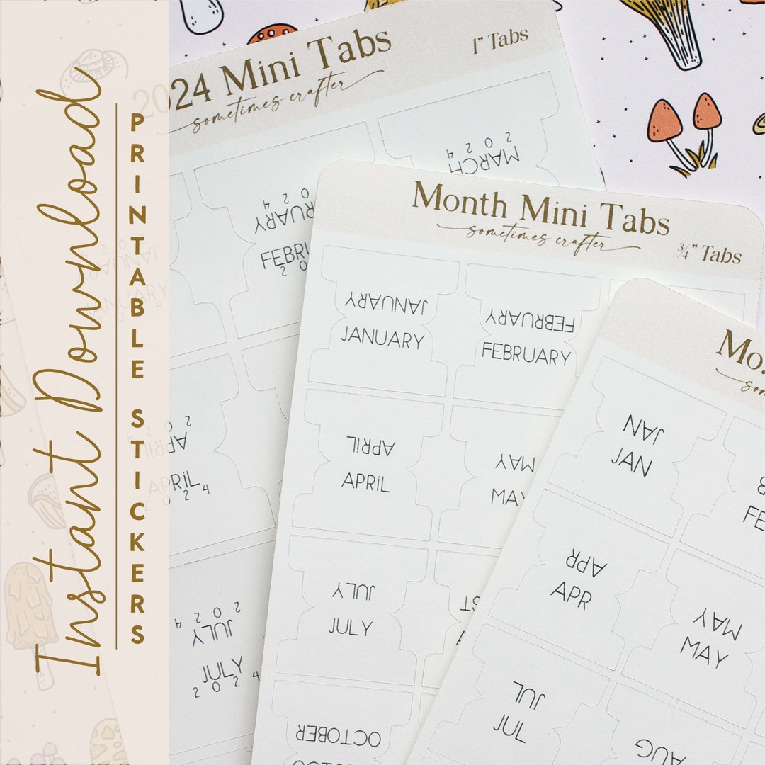 Printable 2024 Modern Mini Monthly Tabs 2024 Mini Minimalist Tab ...