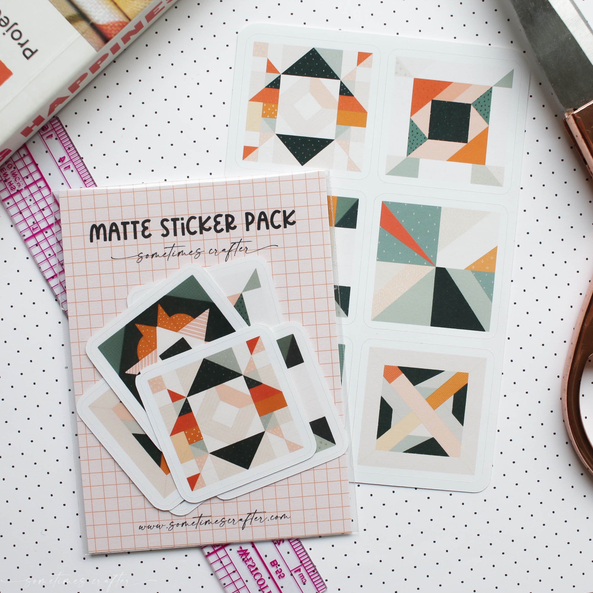 Modern Quilt Blocks Stickers | Quilt Sticker Sheet | Matte Sticker Set ...