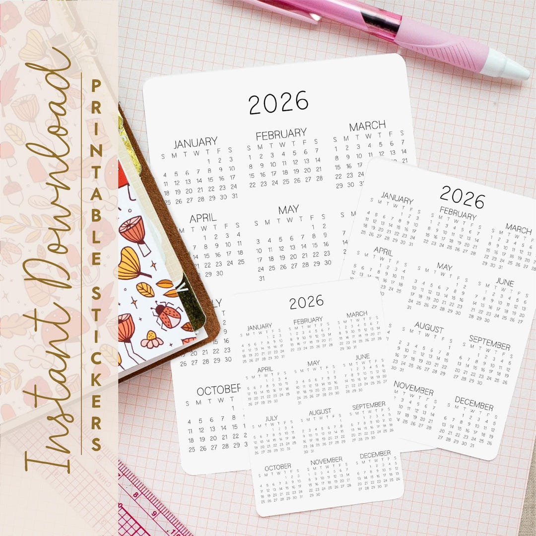 2026 Minimalist Calendar: Year at A Glance Printable (digital Download ...
