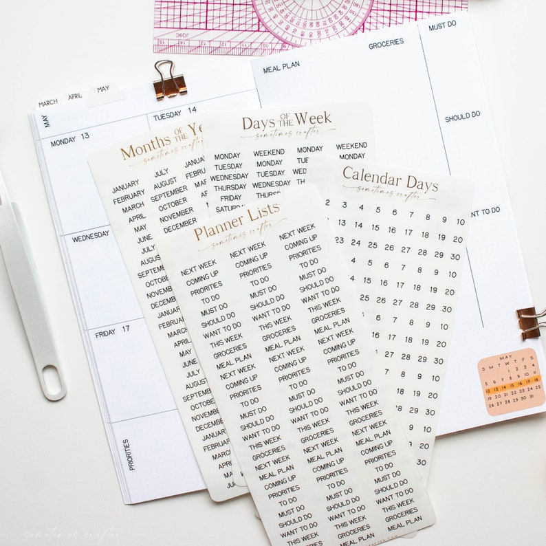 Everyday Planner Printable Stickers: Months, Days, Lists (PDF, JPG, PNG ...