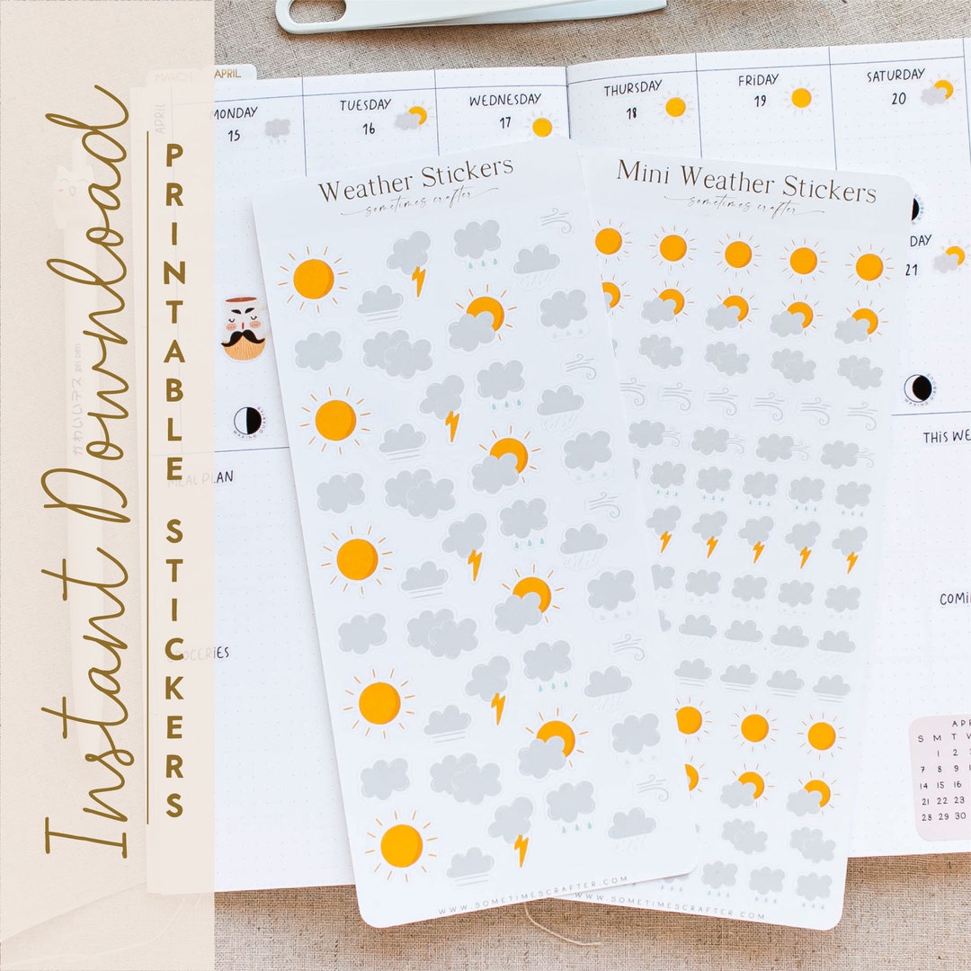 Printable Weather Planner Sticker Sheets| Planner Stickers | Instant ...