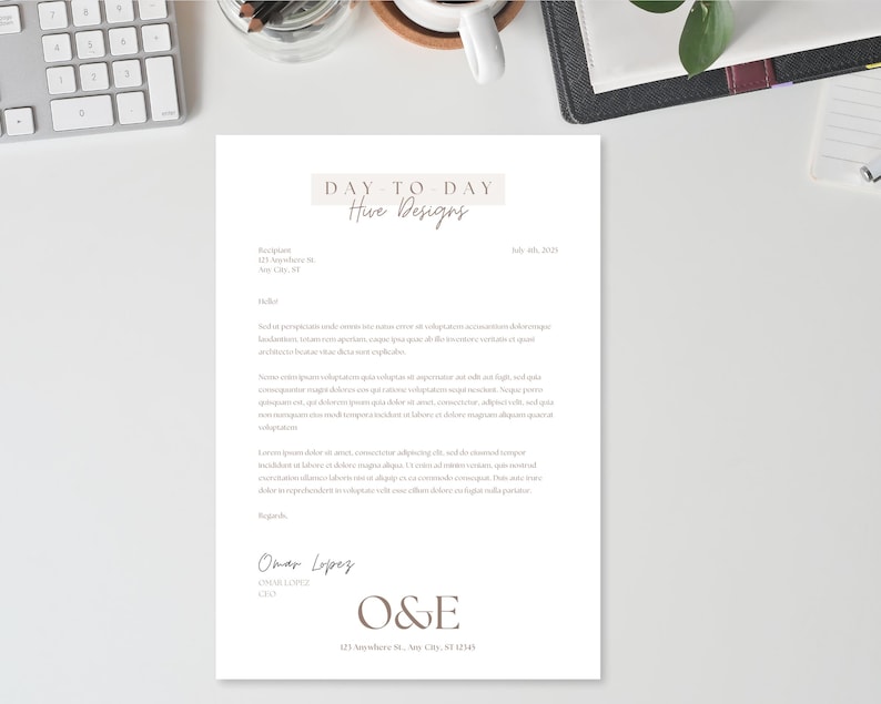 Minimalist Professional Colored Letterhead | Fully Editable Template ...