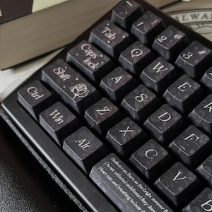 Jet Black Rose Keycaps | Cherry Profile Keycap Set | PBT Material ...