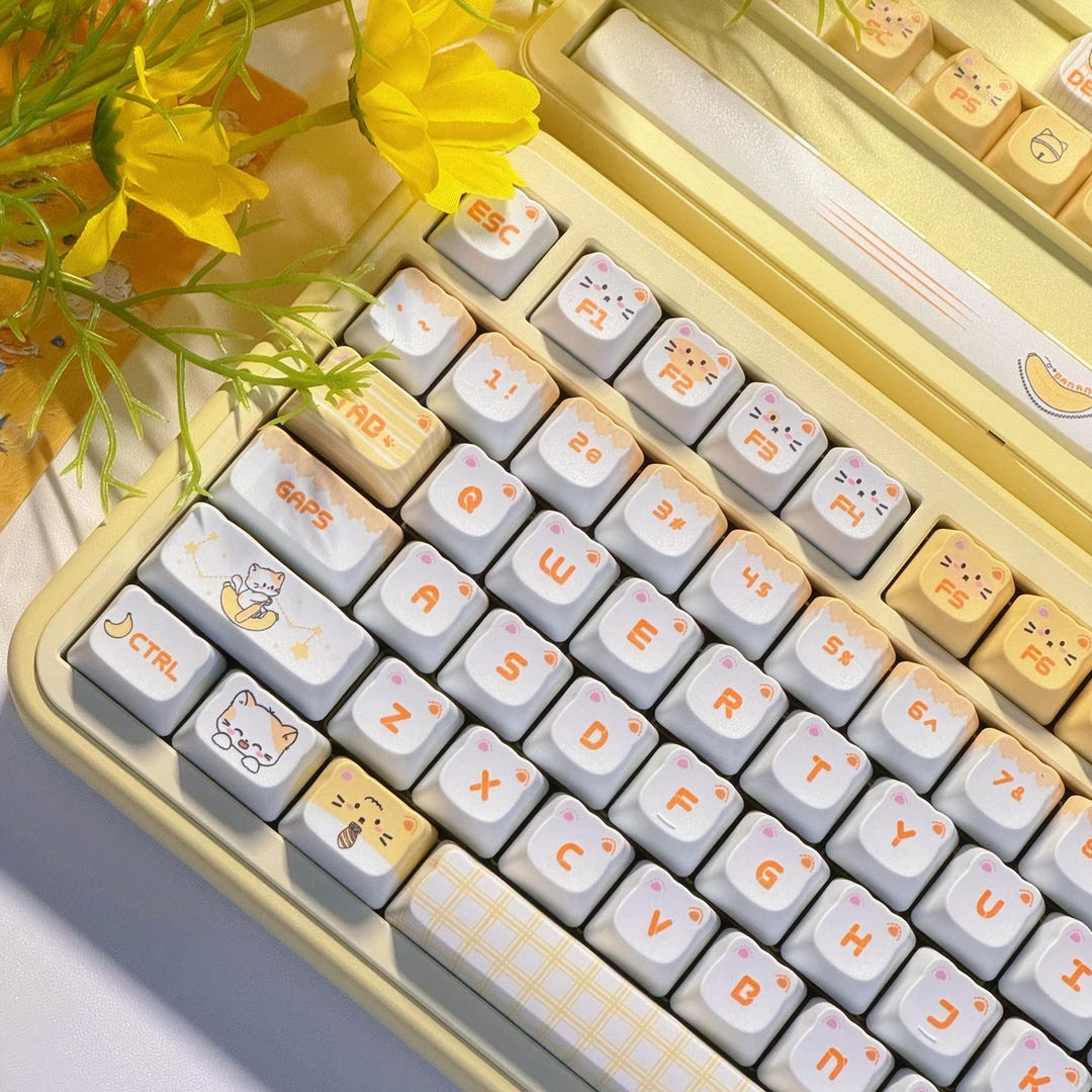 Banana Cat Keycaps | BBA Profile Keycap Set | PBT Material | Keycaps ...