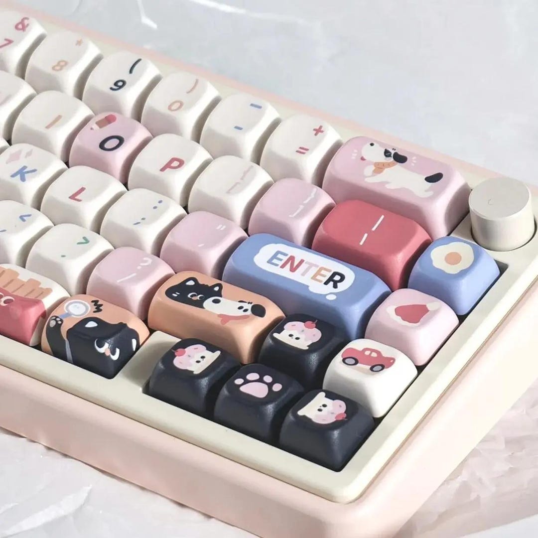 Cat and Dog Keycaps FOA or MDA Profile Keycap Set Pbt Material Keycaps ...