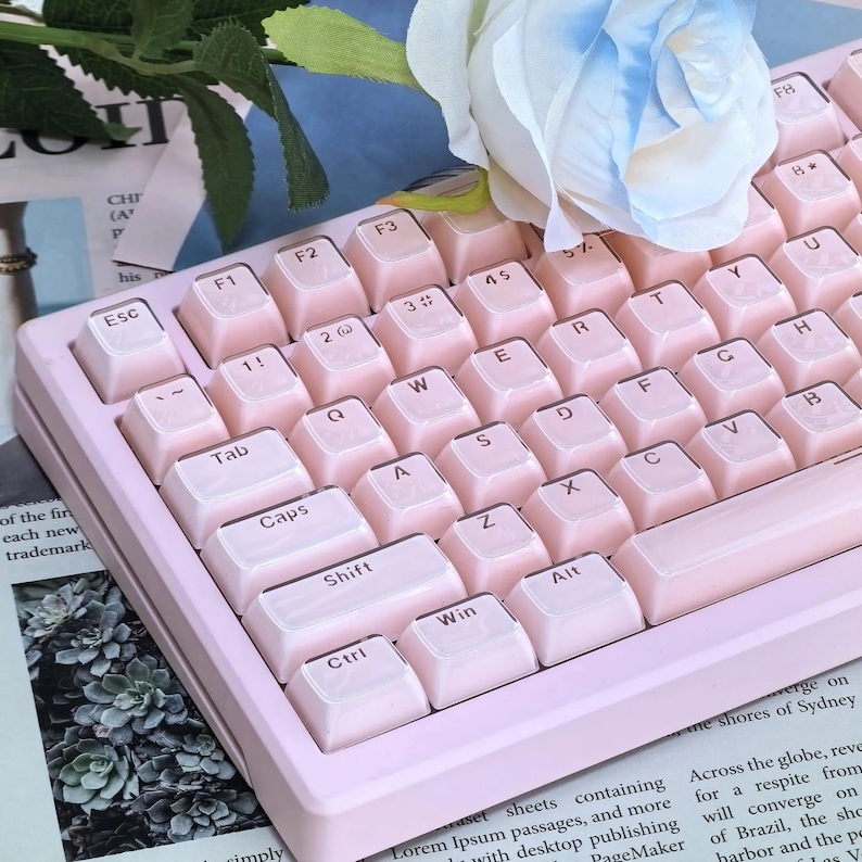 Pink Jelly Keycaps OEM Profile Translucent Keycap Set PBT PC Material ...