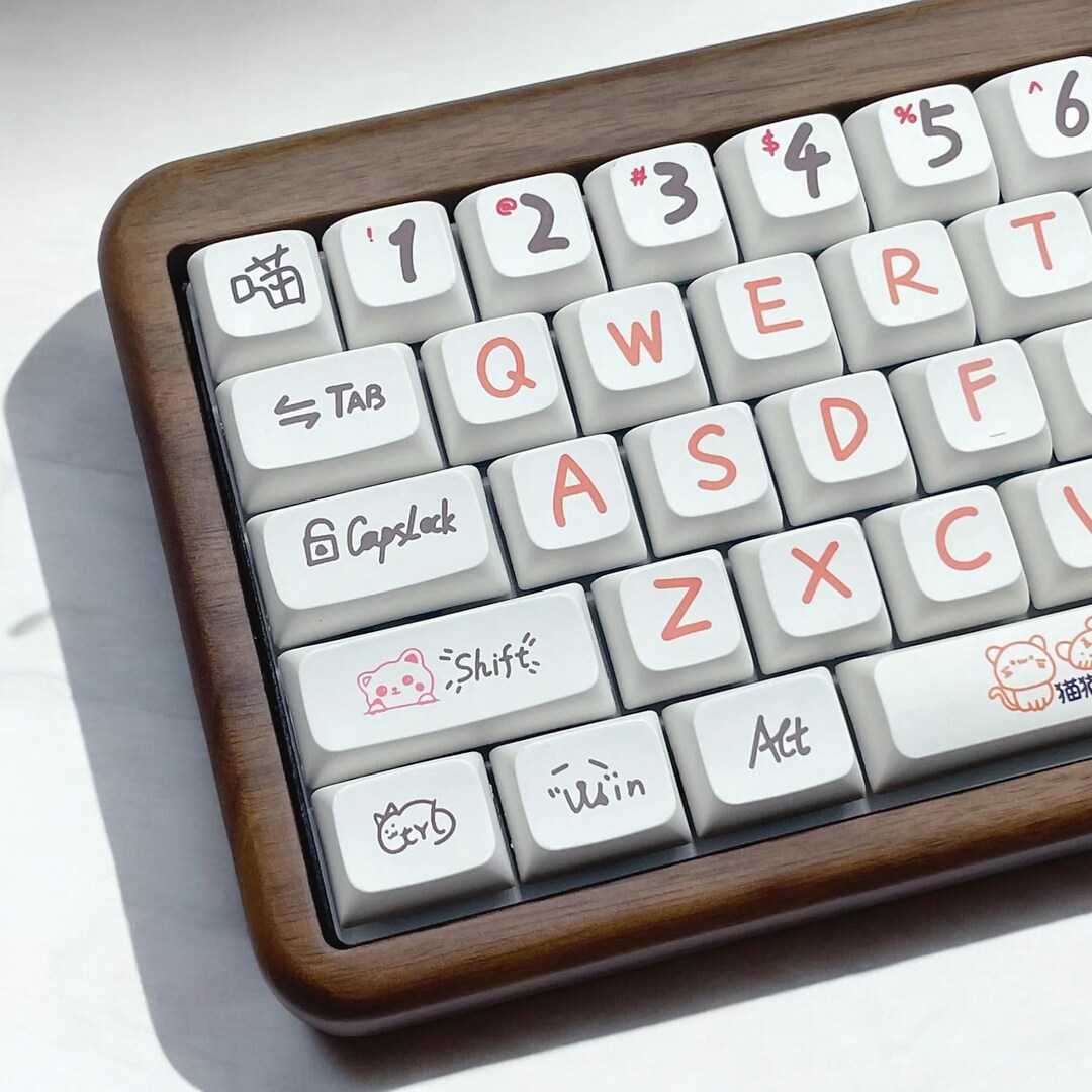 Cute Cat Keycaps XDA Profile Keycap Set PBT Material Keycaps for MX ...