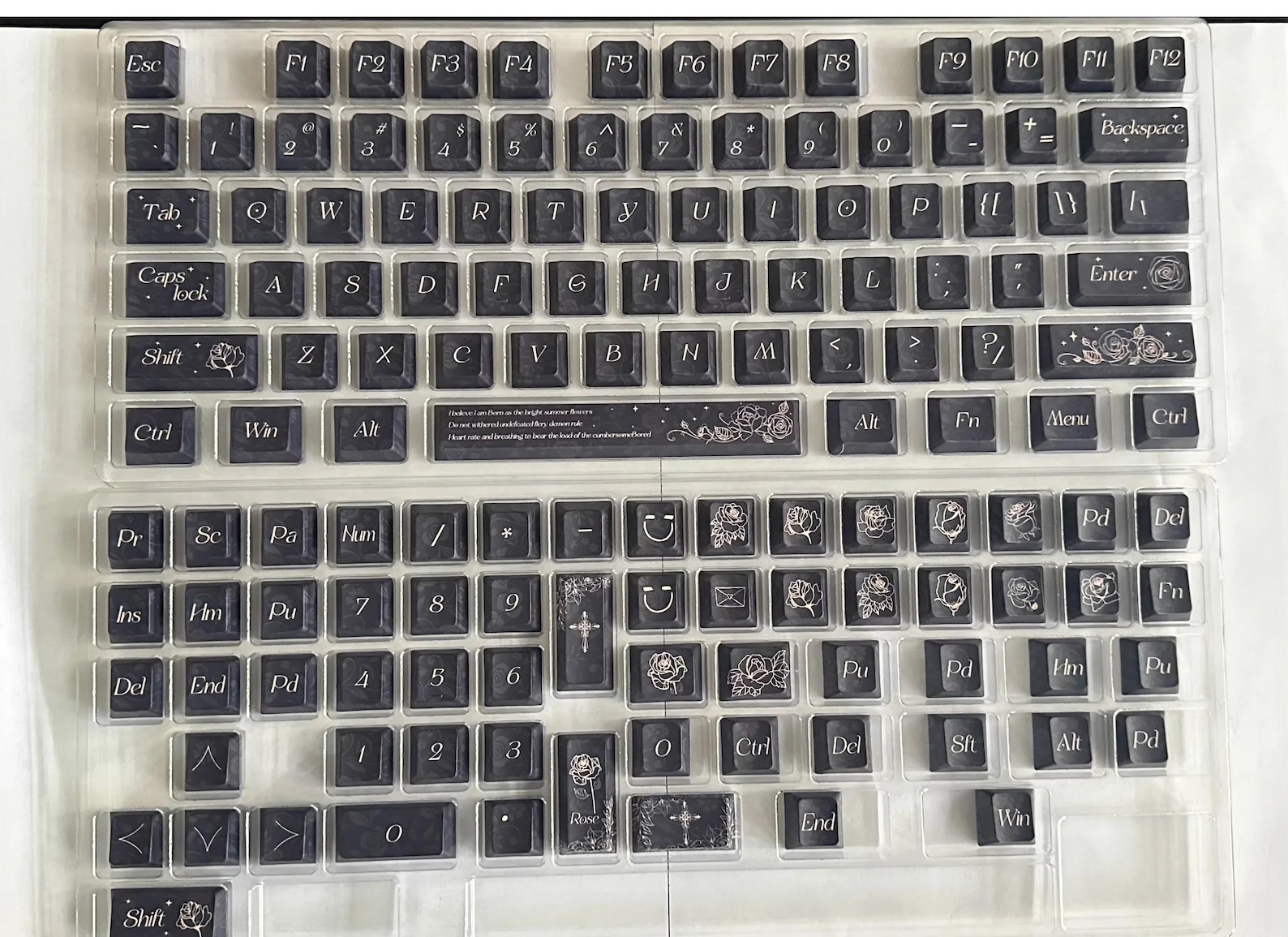 Jet Black Rose Keycaps | Cherry Profile Keycap Set | PBT Material ...