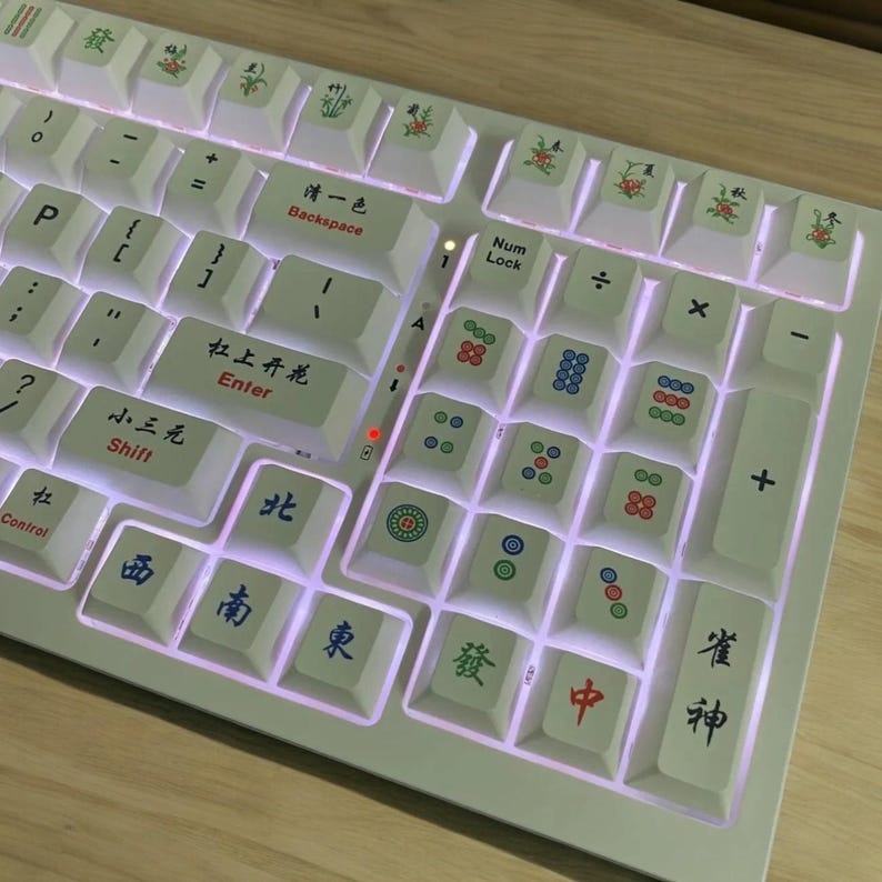 Mahjong Keycaps Cherry Profile Keycap Set PBT Material Keycaps for MX ...
