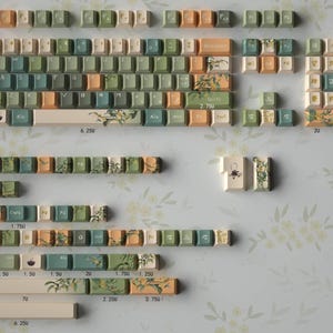 Green Ancient Keycaps | Cherry Profile Keycap Set | PBT Material ...