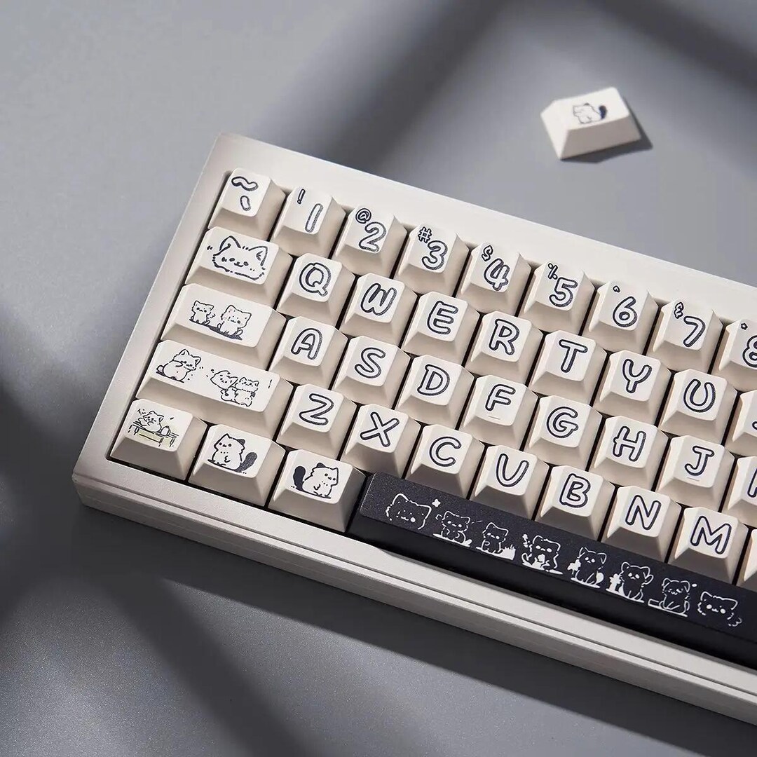Graffiti Cat Keycaps Cherry Profile Keycap Set PBT Material Keycaps for ...