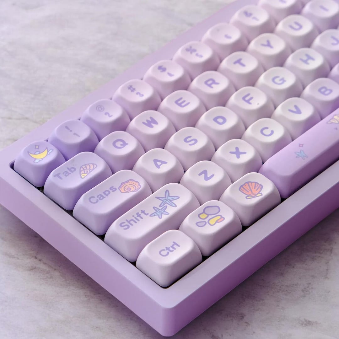 Purple Shell Keycaps QX3 Profile Keycap Set PBT Material Keycaps for MX ...