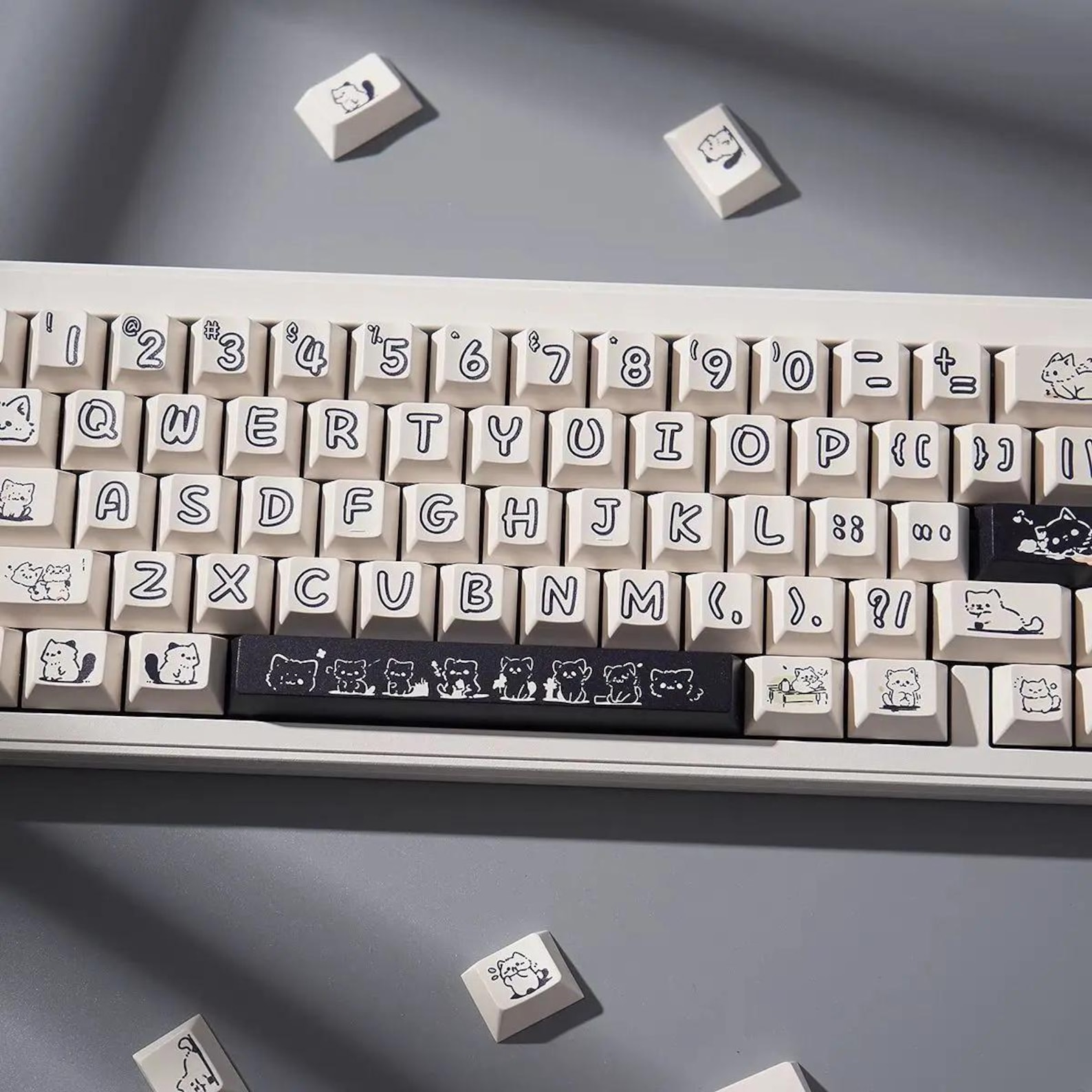 Graffiti Cat Keycaps Cherry Profile Keycap Set PBT Material Keycaps for ...