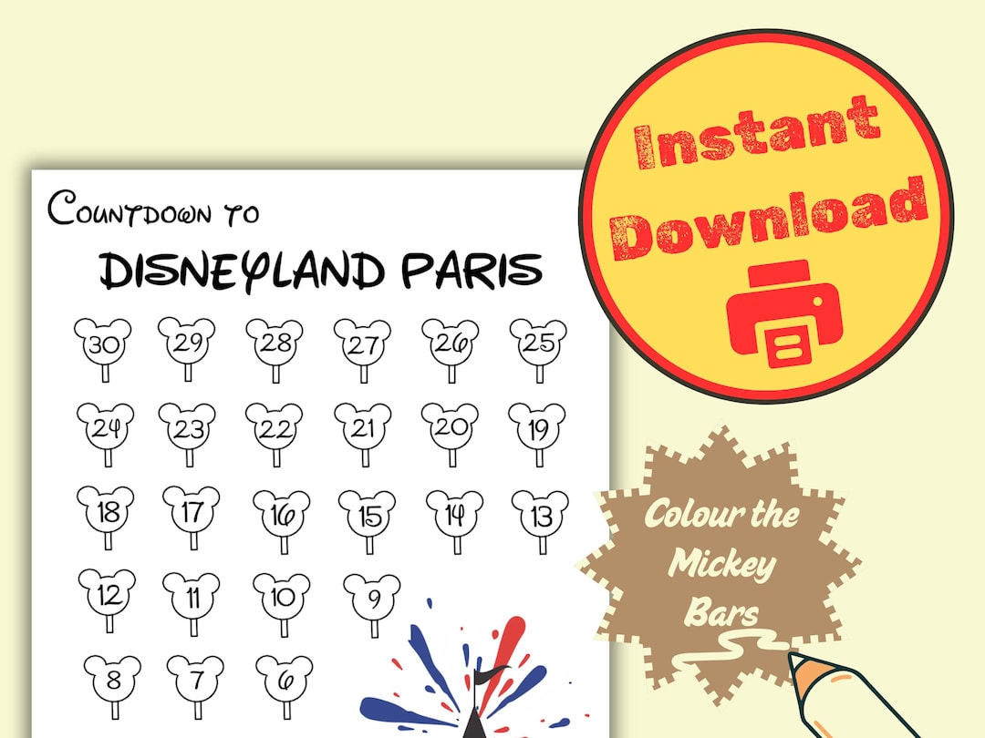 Countdown to Disneyland Paris (colouring) - Etsy
