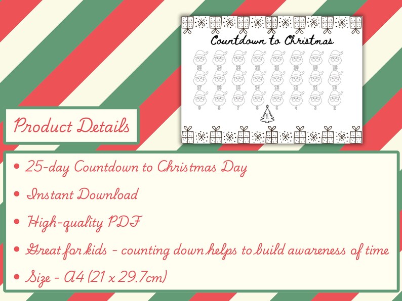 Christmas Countdown Colouring (santa) - Etsy