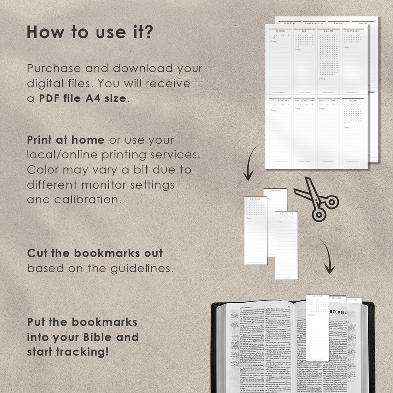 Bible Reading Tracker Bookmarks in Neutral Colors, Printable Tabs for ...