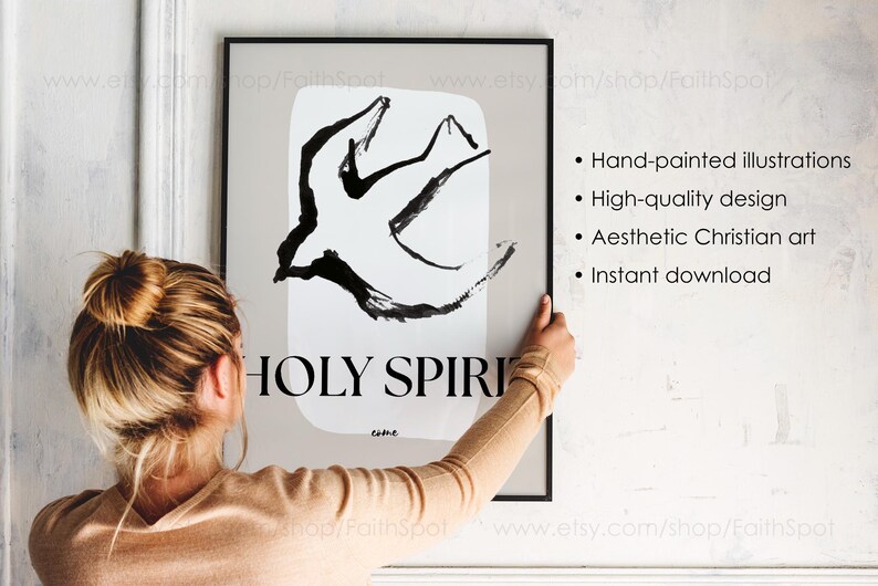 Christian Wall Art Holy Spirit Poster Pentecost Art, Aesthetic Dove of ...