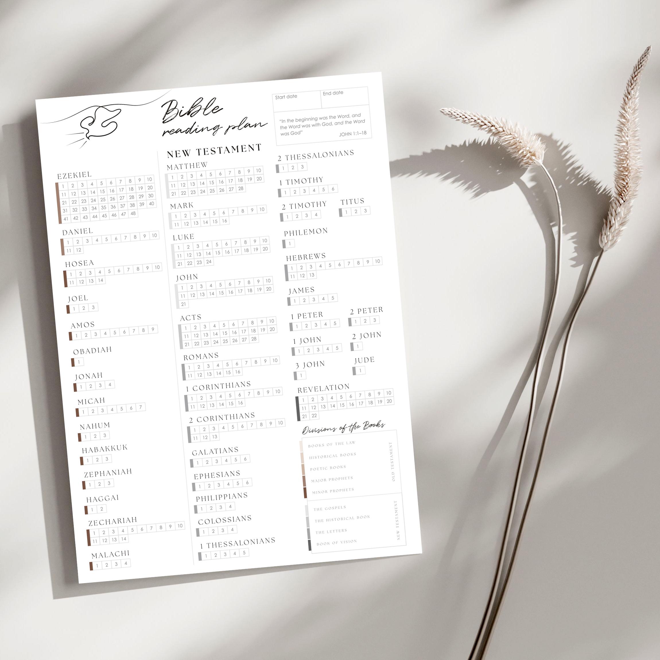 Printable Bible Reading Tracker: Chapter Checklist (digital Download ...