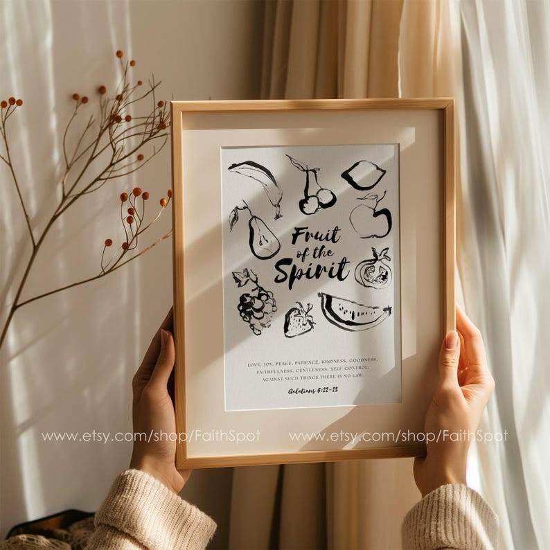 Fruit of the Spirit Modern Christian Kitchen Art Scripture Artwork ...