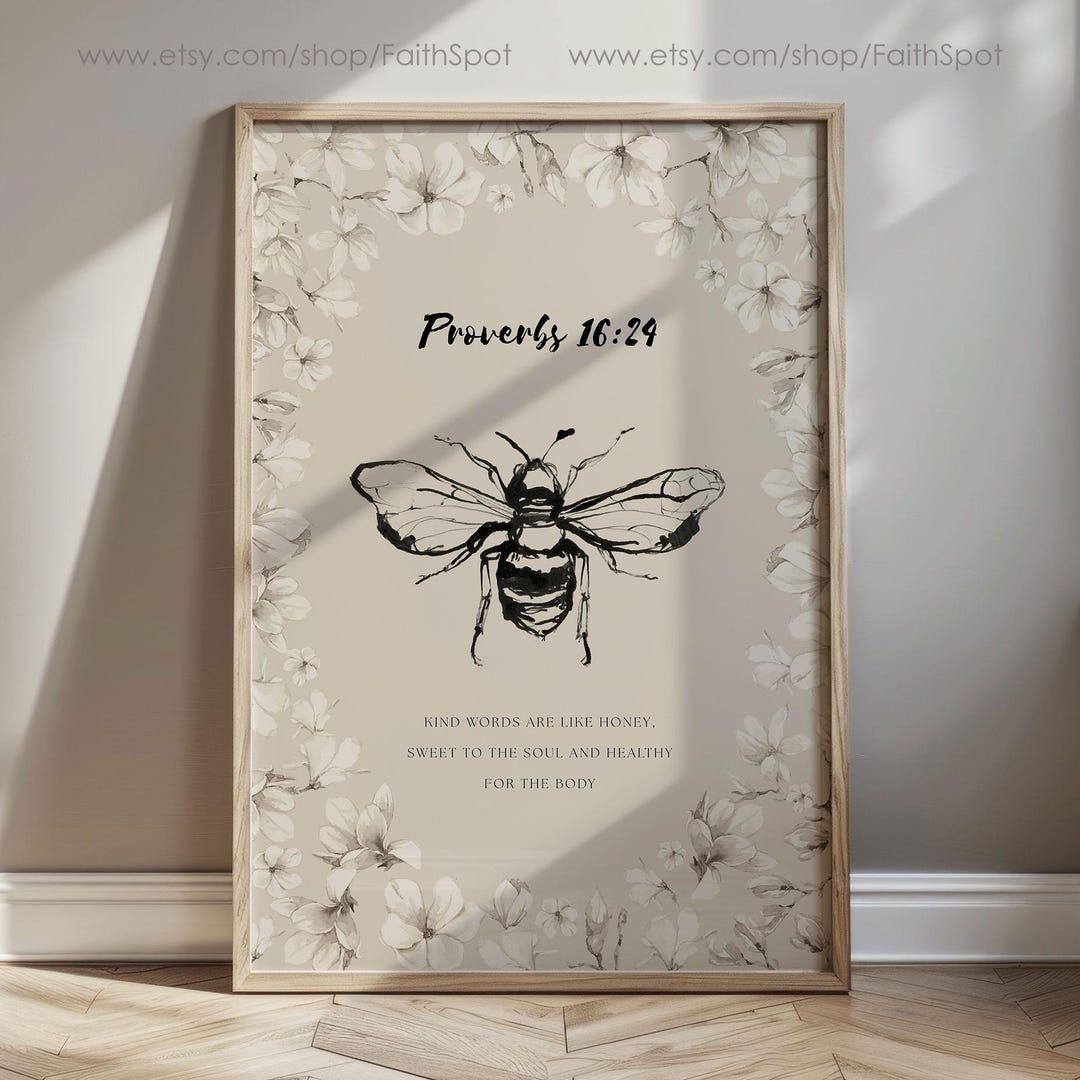 Honey Bee Vintage Nursery Art, Proverbs 16:24 (digital Download) - Etsy