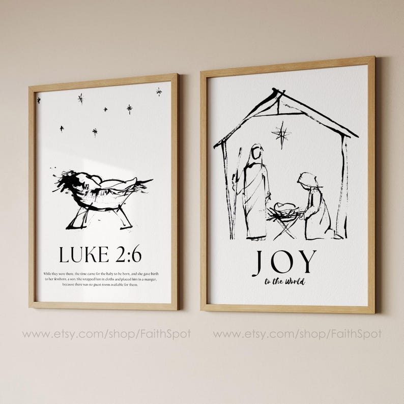 Nativity Scene Christmas Gallery Wall Art Set: Modern Christian Decor ...