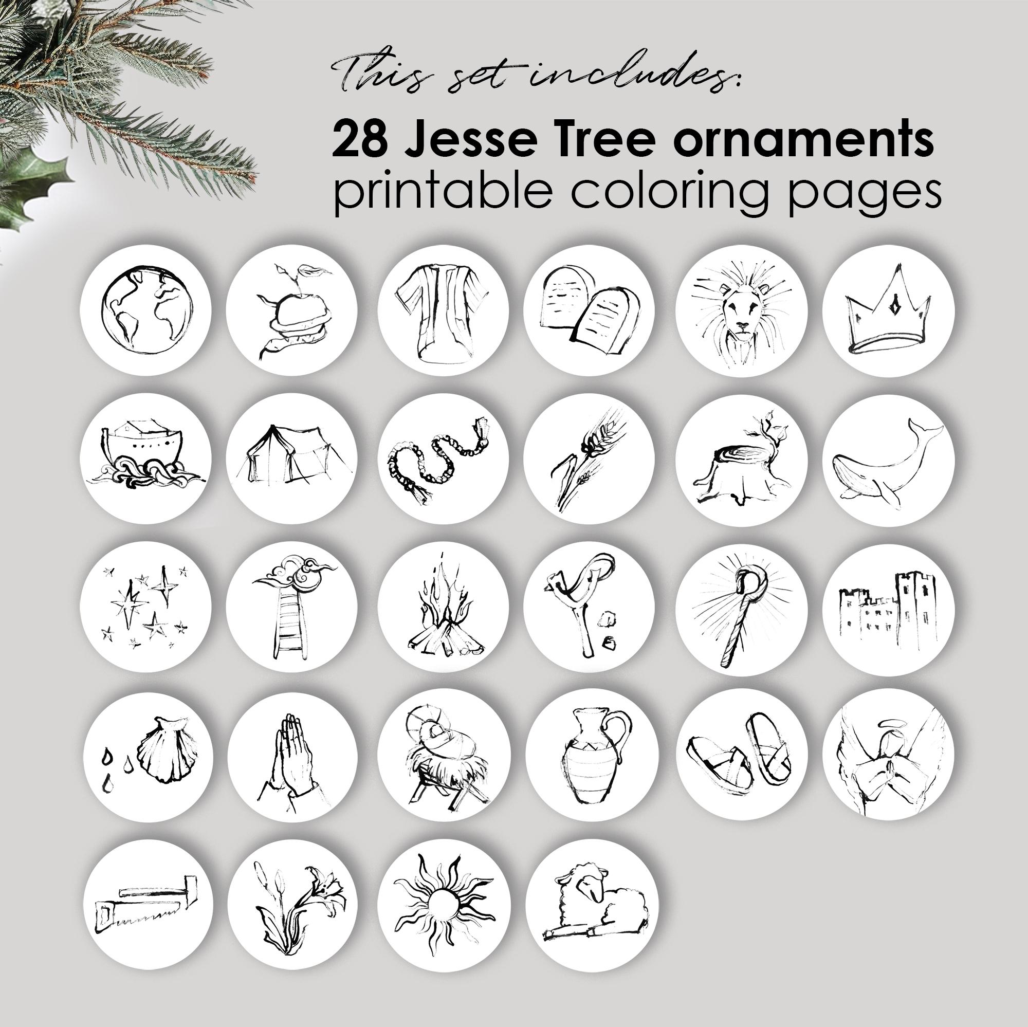 Jesse Tree Ornaments: Advent Calendar Coloring Pages (digital Download ...