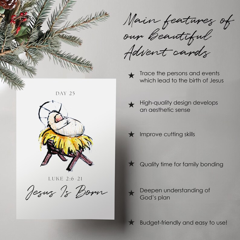 Jesse Tree Advent Cards: Nativity Christmas Countdown (digital Download ...