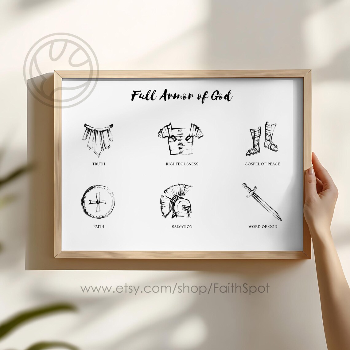 Full Armor of God Horizontal Scripture Wall Art Shield of Faith Bible ...