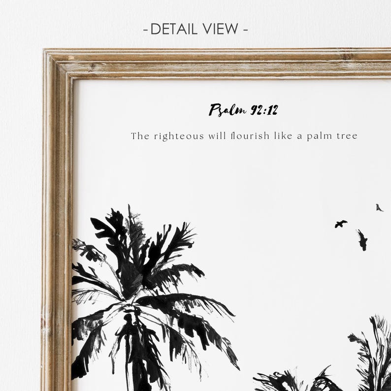 Modern Coastal Art Christian Palm Tree Print Tropical Wall Art With ...