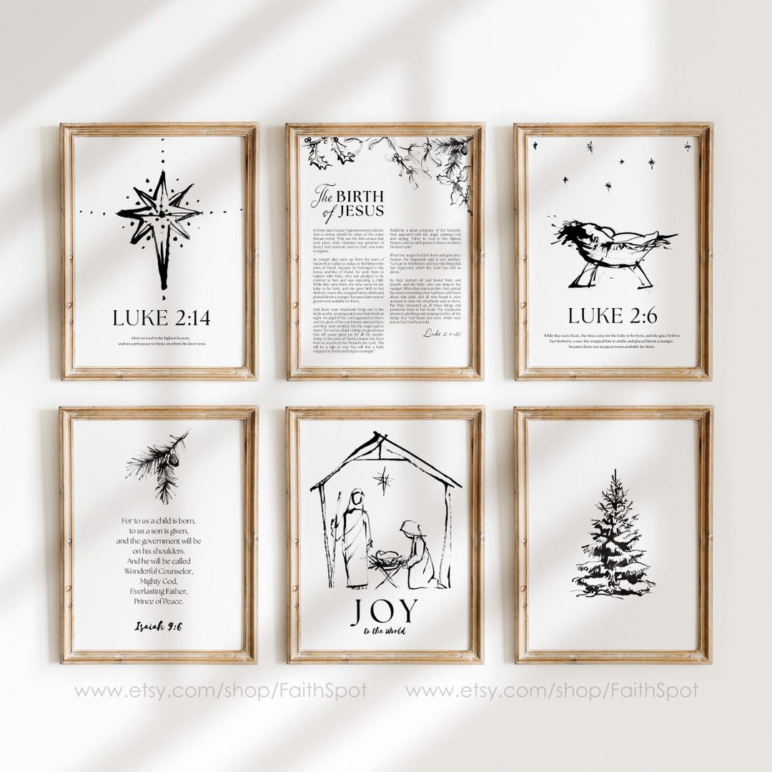 Modern Christian Christmas Gallery Set of 6 Wall Art Nativity Scene ...