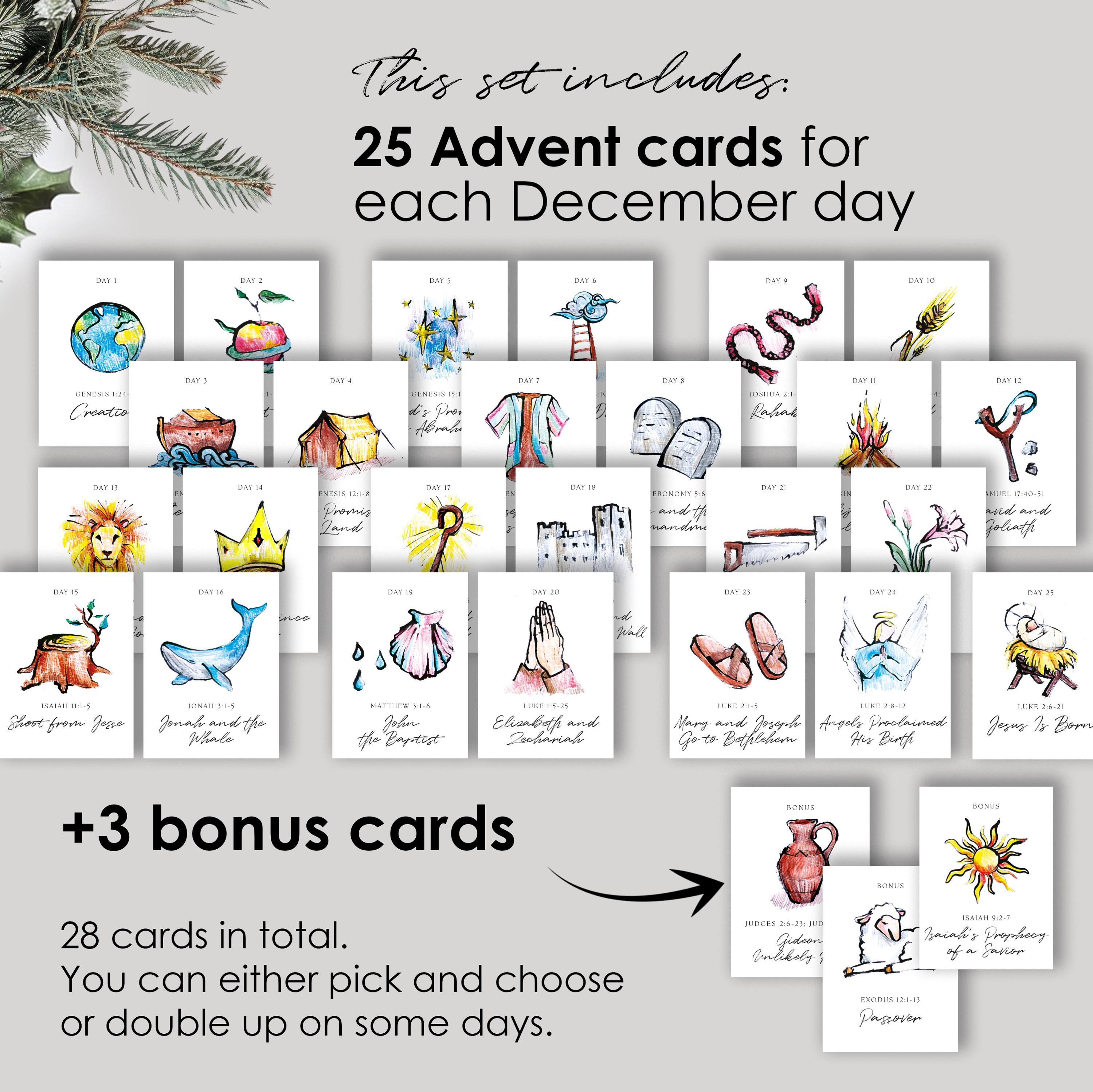 Jesse Tree Advent Cards: Nativity Christmas Countdown (digital Download ...