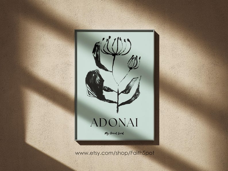Adonai Poster Names of God Spring Wall Art Modern Whimsical Christian ...