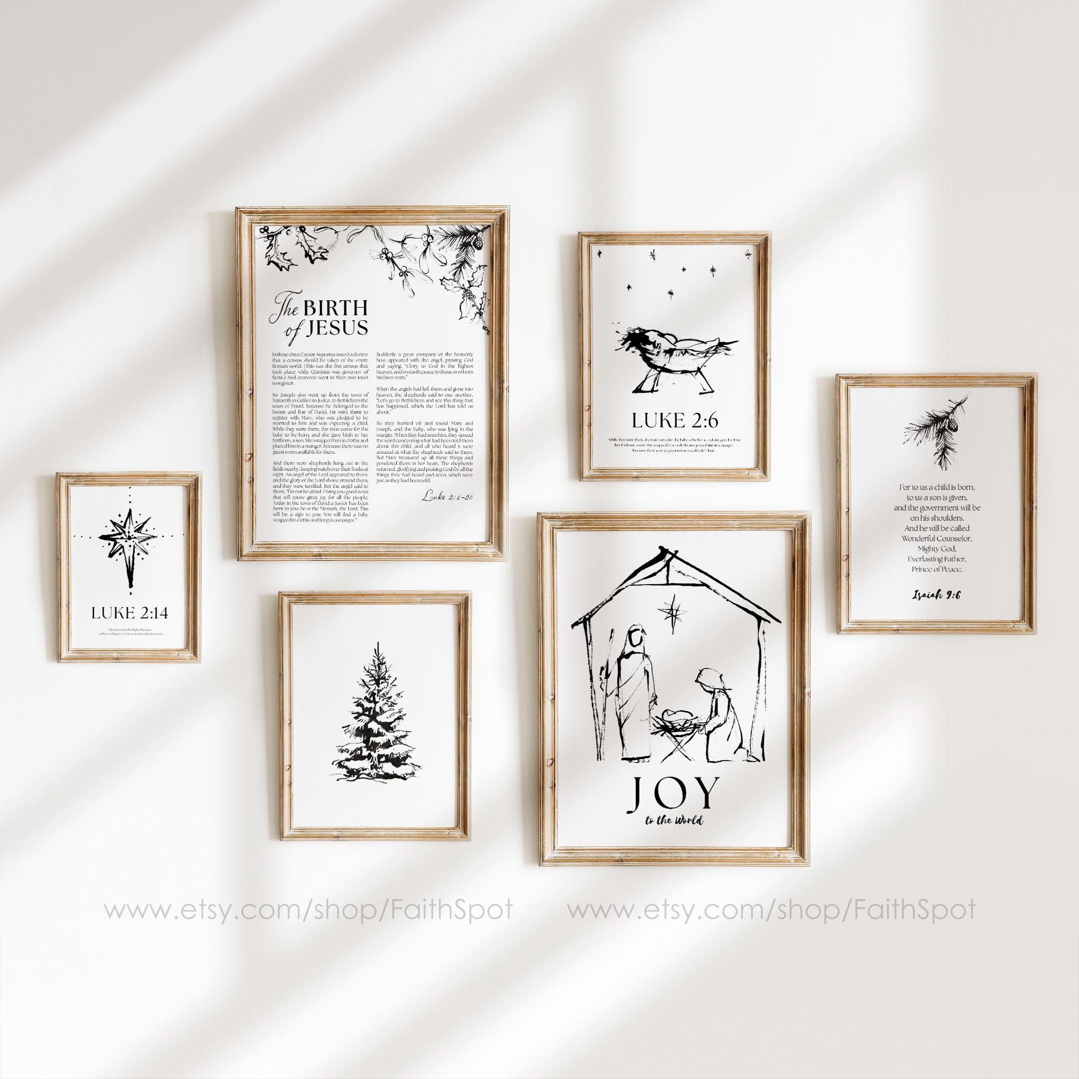 Nativity Scene Christmas Gallery Wall Art Set: Modern Christian Decor ...