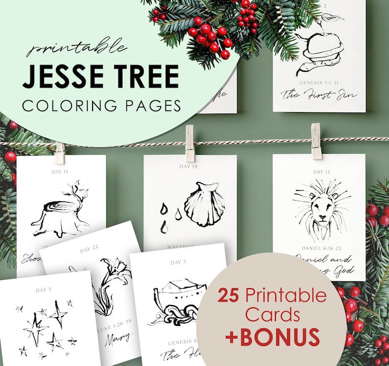 Jesse Tree Ornaments: Advent Calendar Coloring Pages (digital Download ...