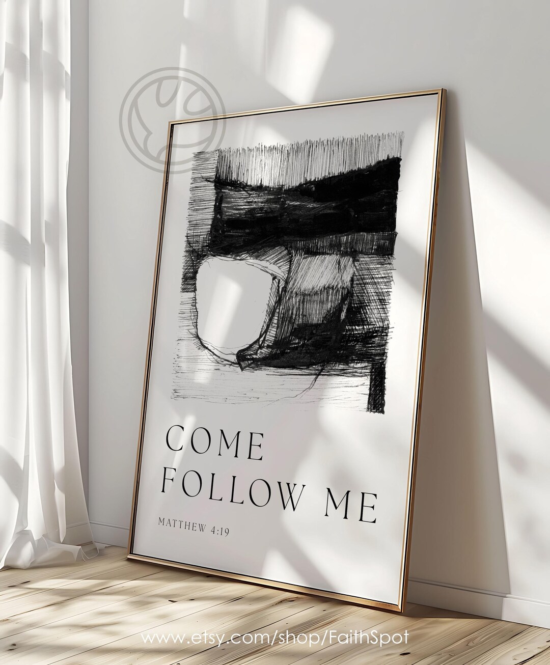 Come Follow Me Print Abstract Christian Home Decor Scripture Wall Art ...