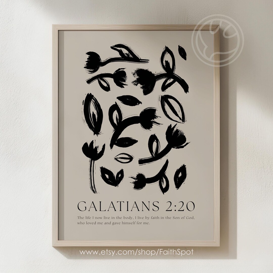 Flower Wall Art Easter Bible Verse Print Spring Decor Galatians 2:20 ...