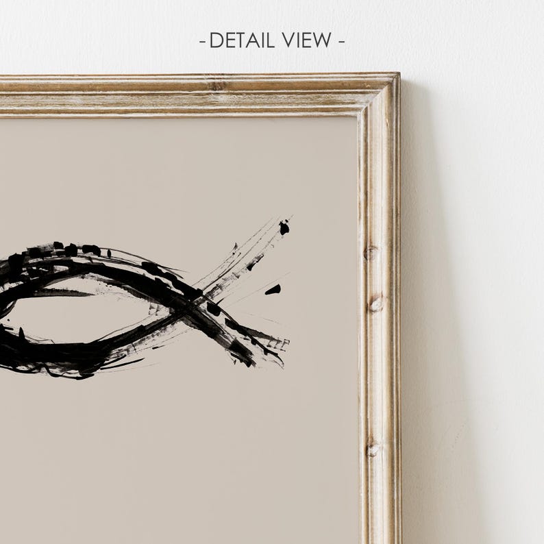 Christian Fish Symbol ICHTHYS Minimalist Christian Wall Art - Etsy