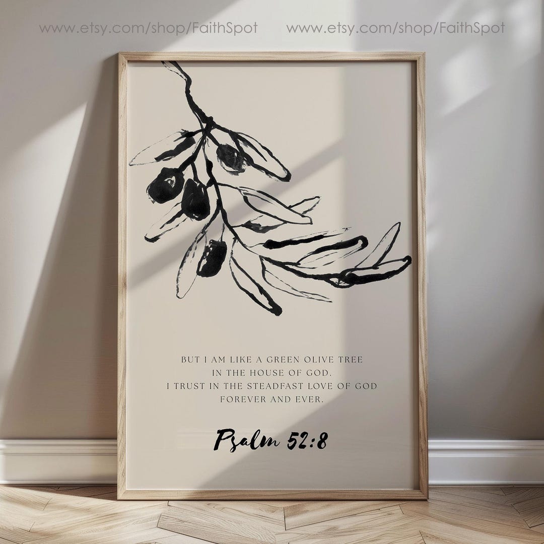Psalm 52 Olive Tree Christian Wall Art Modern Scripture Poster - Etsy