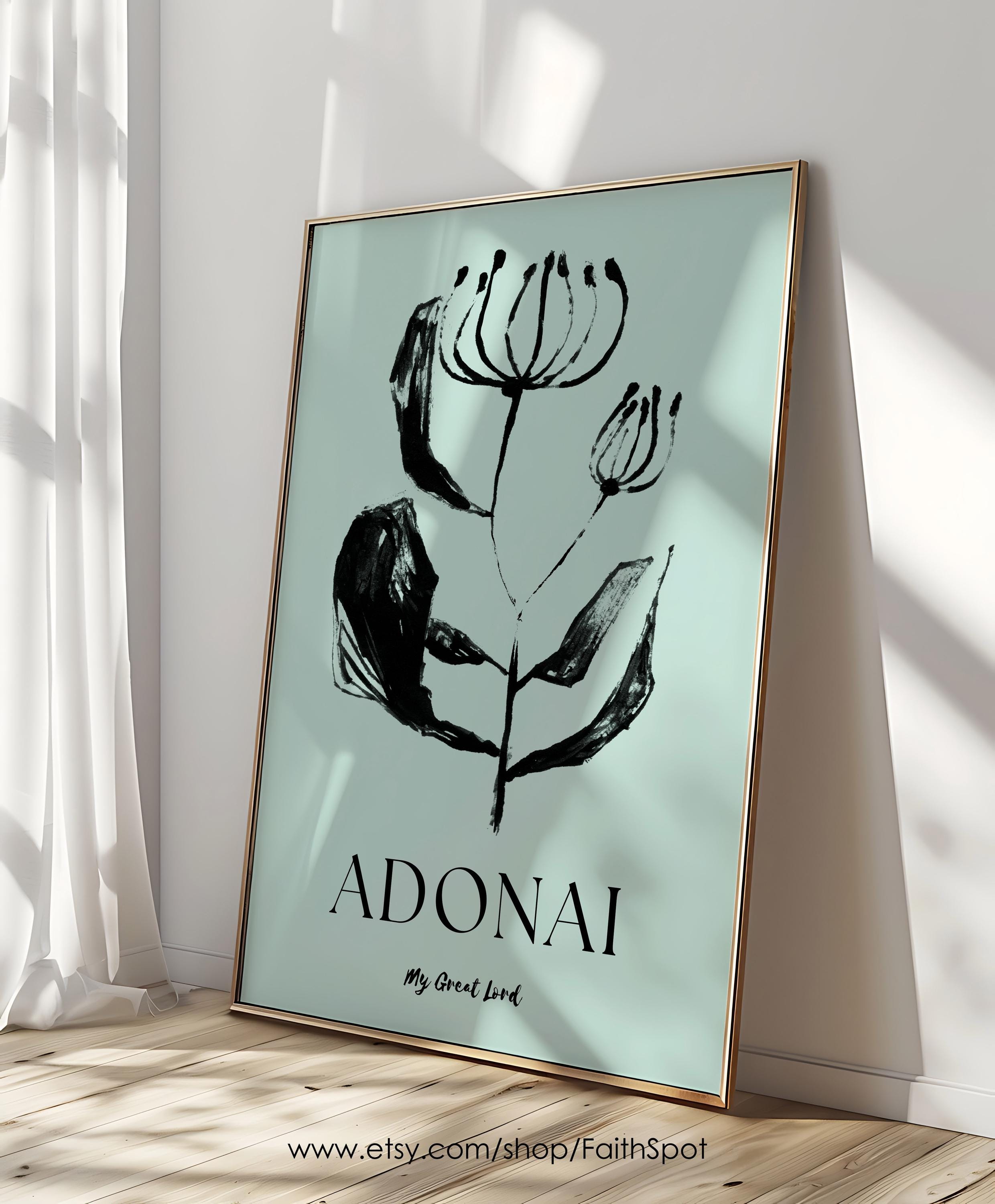 Adonai Poster Names of God Spring Wall Art Modern Whimsical Christian ...